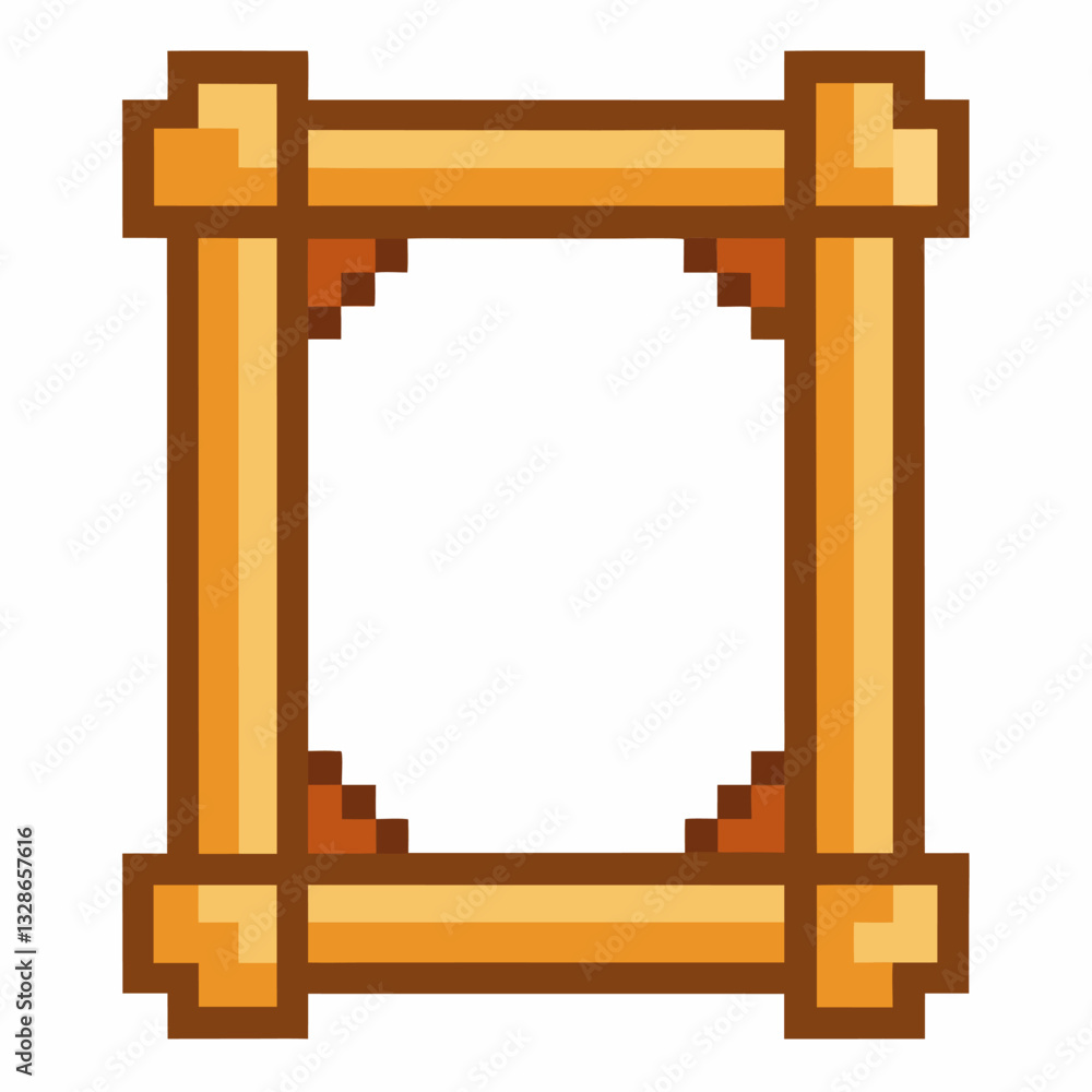 Pixel Art Wooden Frame Icon Retro 8 bit Styled Placeholder for Vintage ...