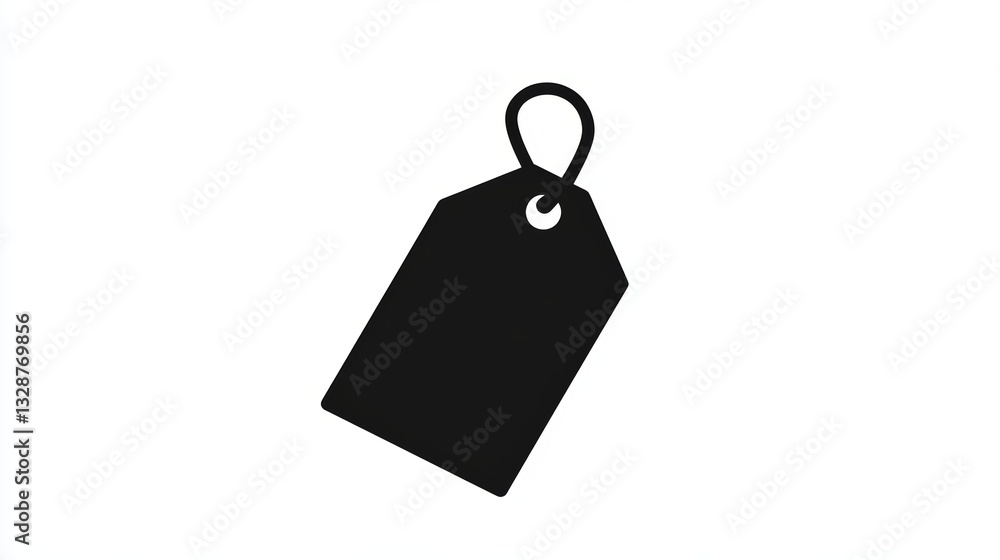 Black silhouette of price tag icon on white background, simple shapes ...