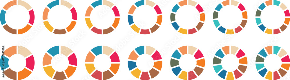 Vector de Stock Pie chart set. Circle section graph. Pie charts diagrams. Infographic element ...