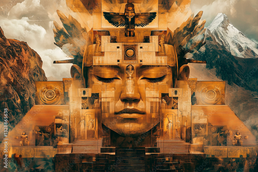 hyper-detailed collage merging real images of Bolivian festivals ...