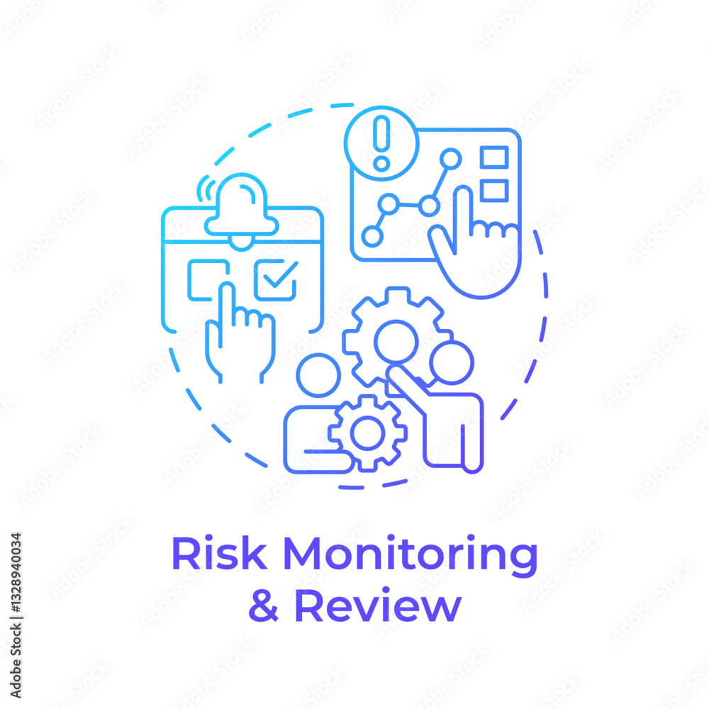 Risk monitoring and review blue gradient concept icon. Tracking changes ...