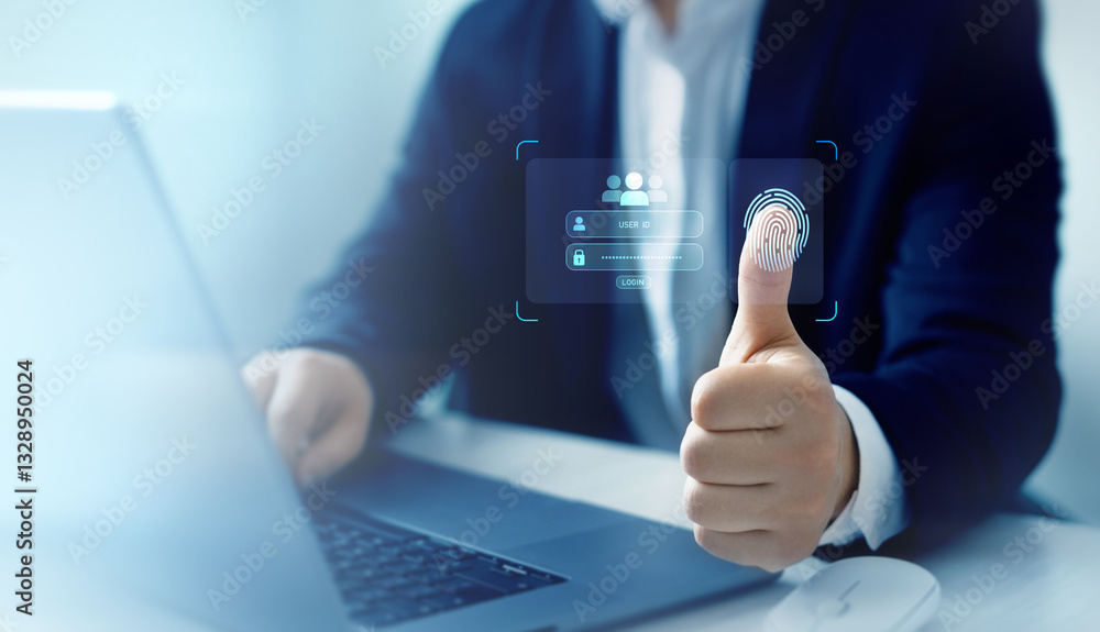 Fingerprint scanning allows access security and identification big data ...