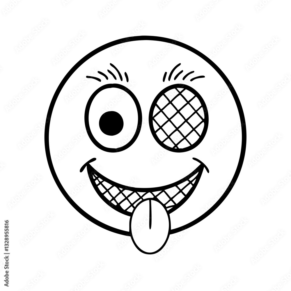 Creepy distorted emoji with tongue out Stock Vector | Adobe Stock