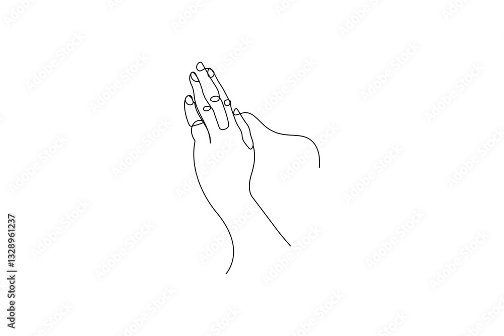Continuous online drawing of raising hand for dua isolated outline ...