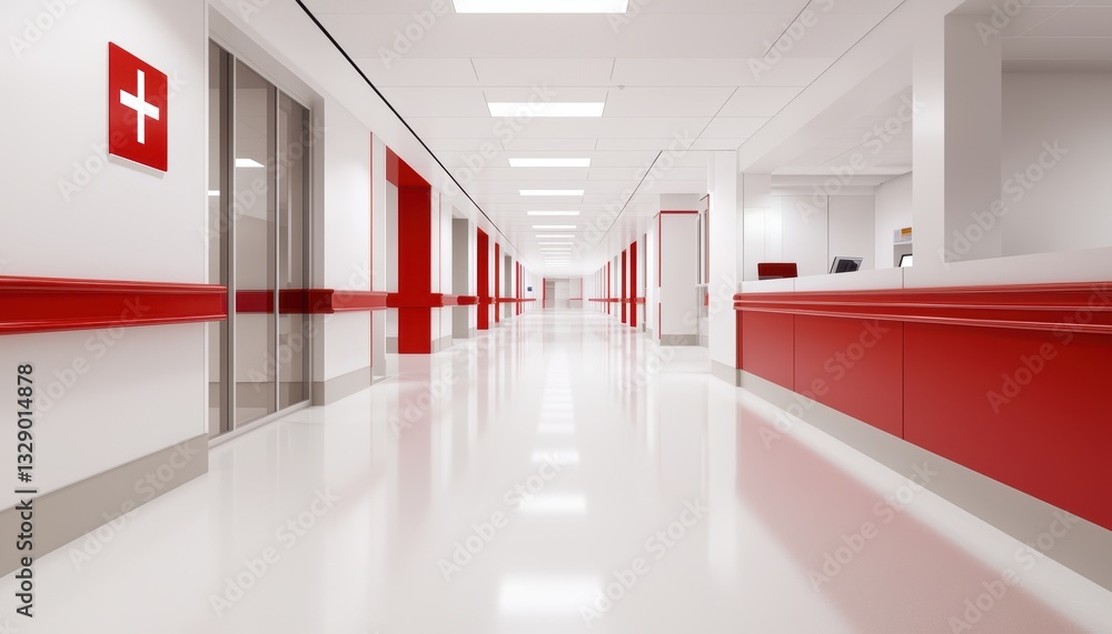 Exterior perspective of a hospital ER department, with a welcoming yet ...