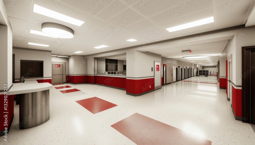 Exterior perspective of a hospital ER department, with a welcoming yet ...