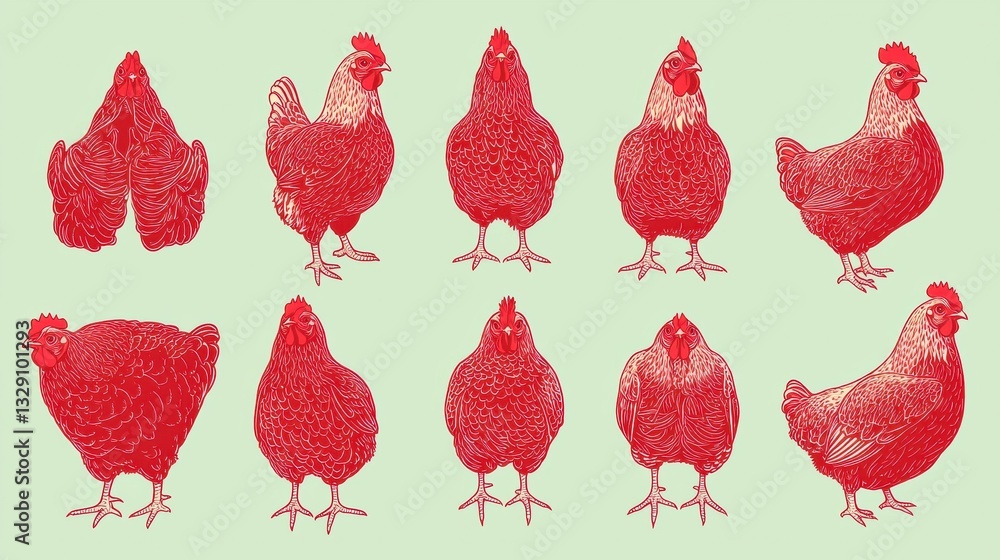 Chicken part concept. Detailed chicken anatomy chart showing multiple ...