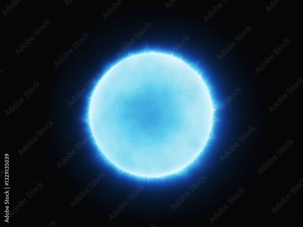 Vega star in space. White-blue giant on a black background. Bright star ...