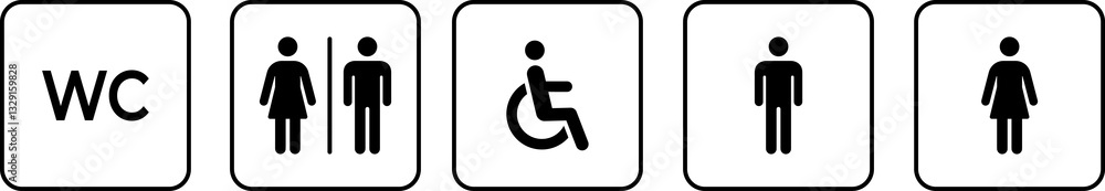 Toilet icon. WC sign. Printable sticker of toilet symbol sign with ...