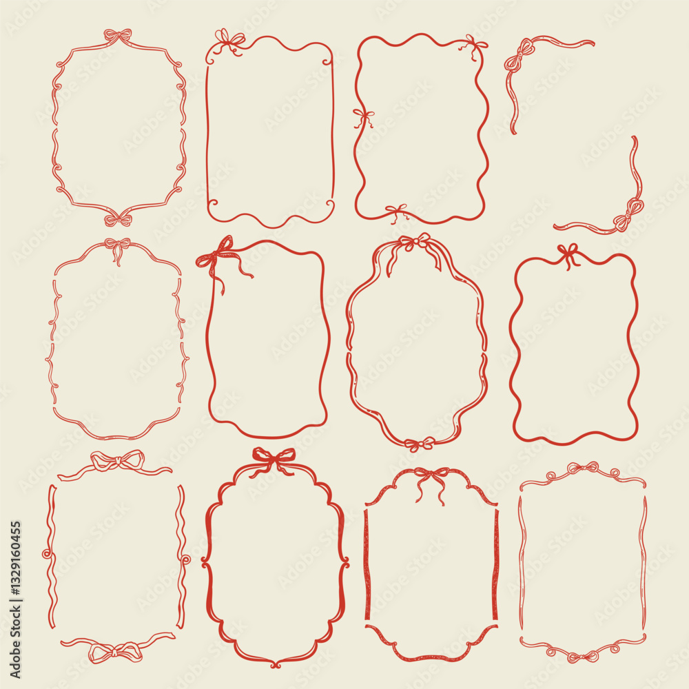 Whimsical style hand drawn collection of frames, vector illustration ...