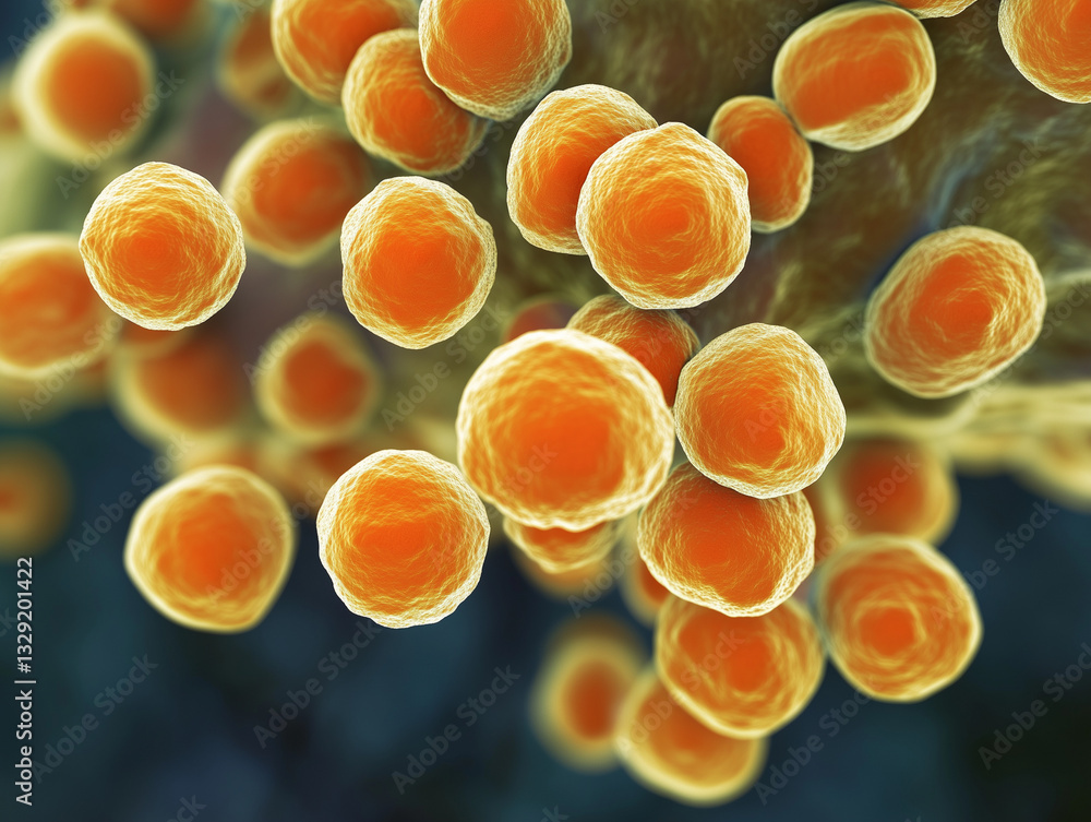 Staphylococcus Aureus Bacteria Under Microscope. Bacterial Colonies of ...