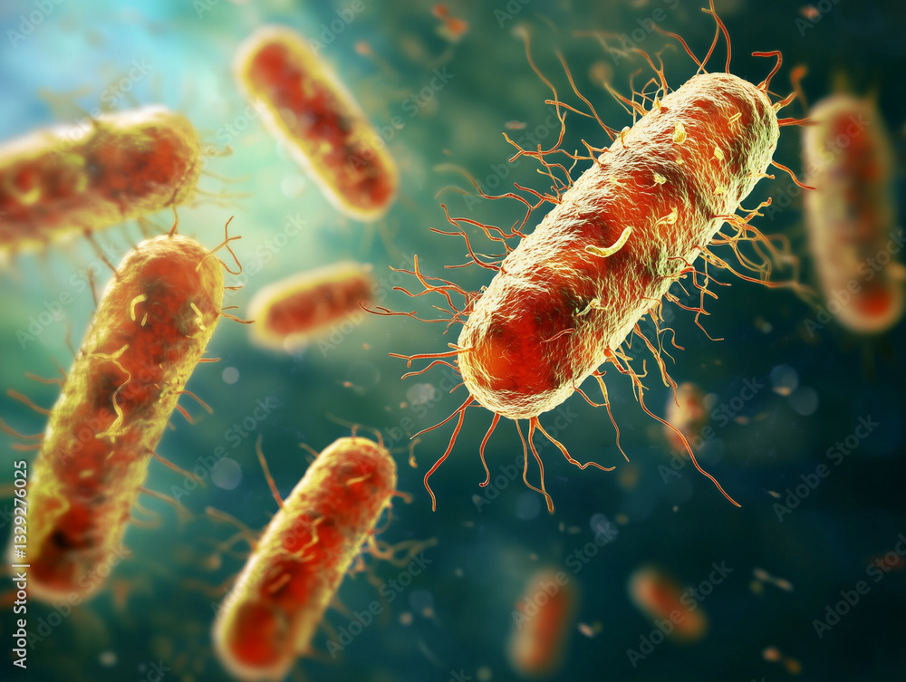 Escherichia Coli Bacteria – Microscopic View. Realistic 3D Rendering of ...