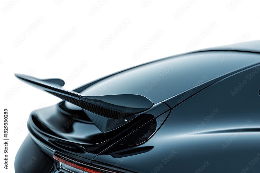 Sleek Black Sports Cars Aerodynamic Rear Spoiler Showcasing Power And ...
