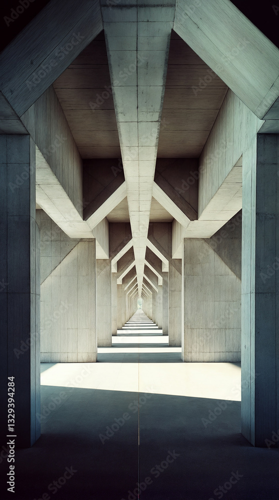 Abstract concrete architecture with a repeating structural pattern and ...