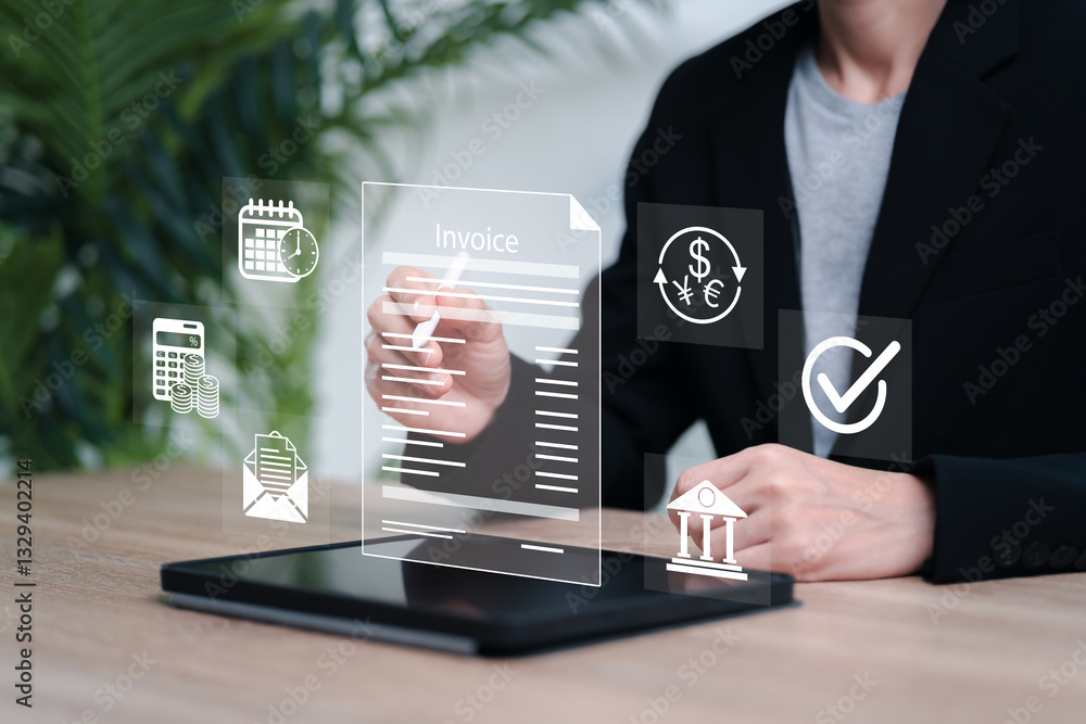 E-invoice and online digital statements technology concept ...