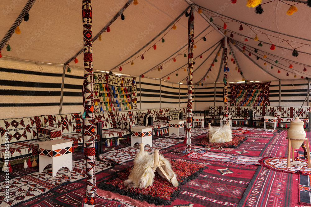 ภาพถ่าย Stock Traditional Bedouin Tent Interior in Saudi Arabia | Adobe ...