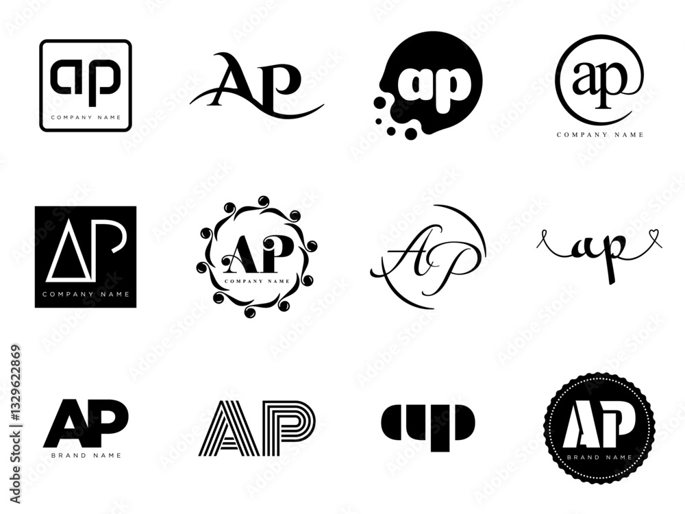 Praca wektorowa bez tantiem: AP logo company template. Letter a and p ...