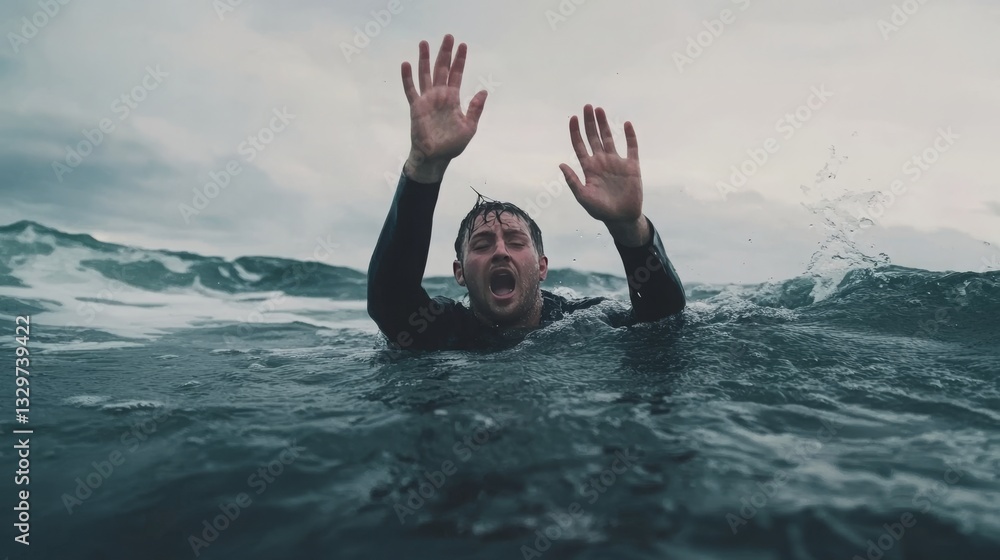 Person Struggling in Water, Showing Signs of Drowning and Urgent Need ...