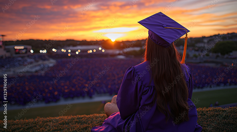 Graduate delivering inspiring valedictorian speech during commencement ...