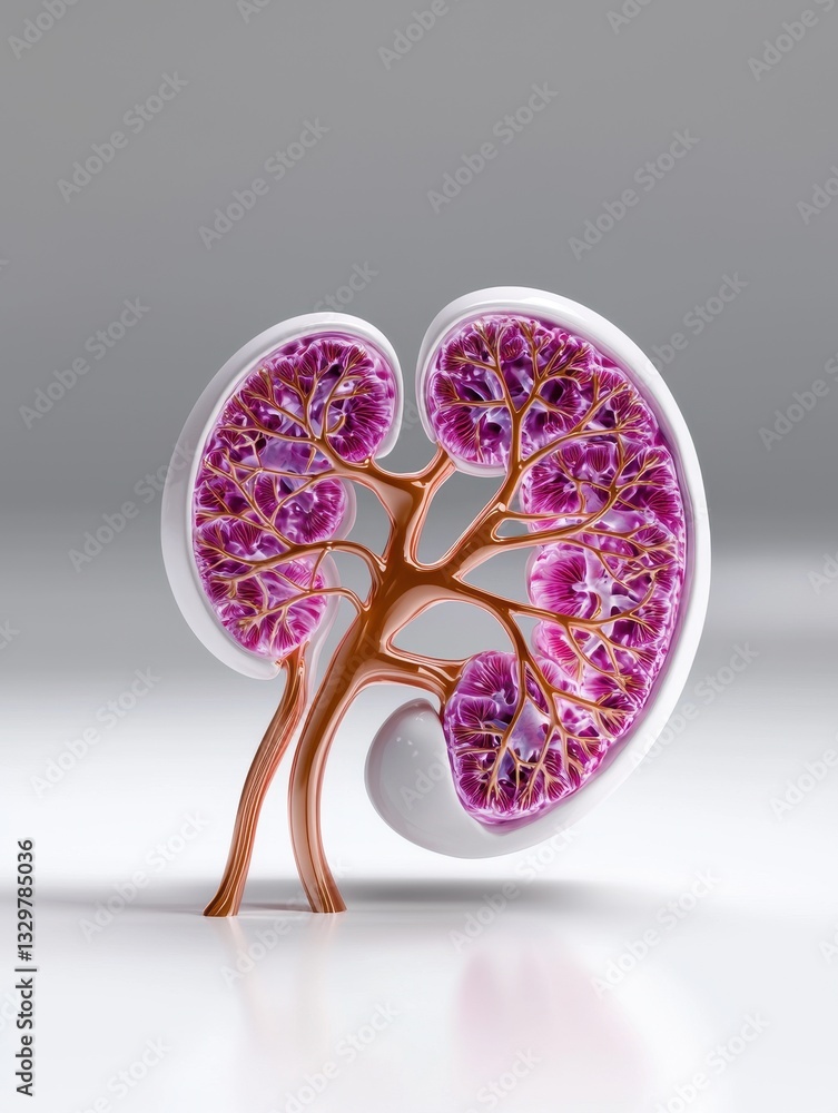 Kidney model medical Detailed 3D model of a human kidney structure ...