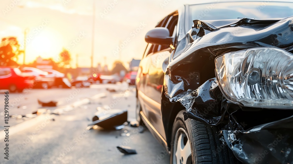 Auto insurance claim process visualized with a car accident scene Stock ...