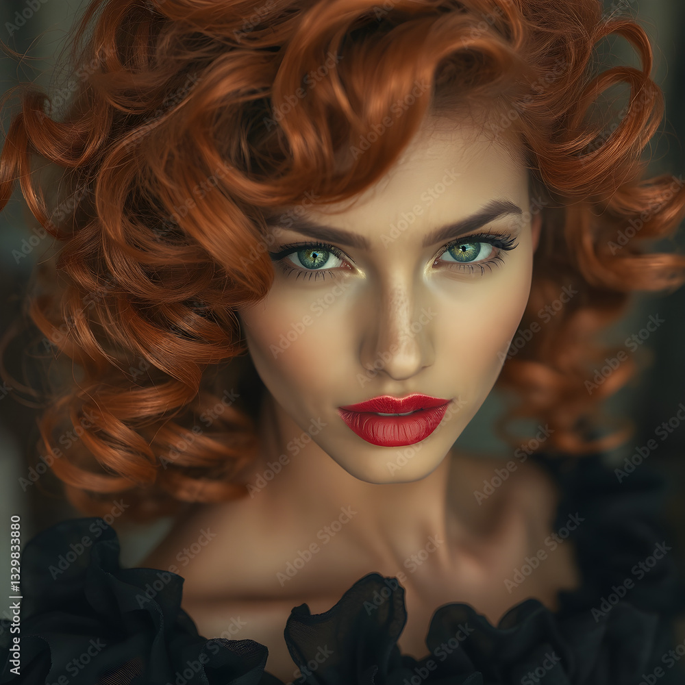 Impactante mujer de rizos perfectos, mirada intensa y porte majestuoso ...