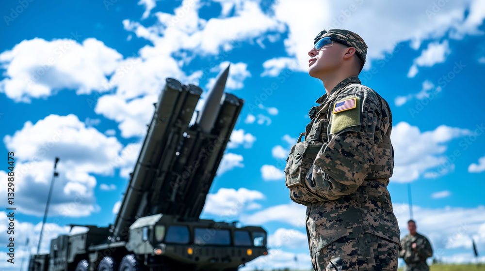 A defense technology trade show where military engineers are giving a ...