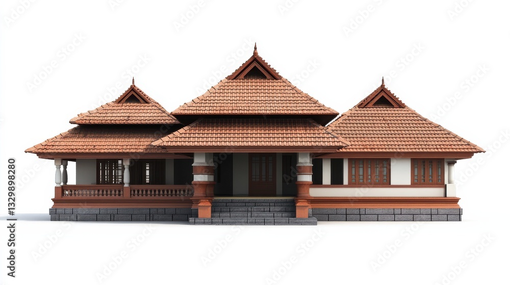 Kerala traditional house isolated on background, Kerala, traditional ...