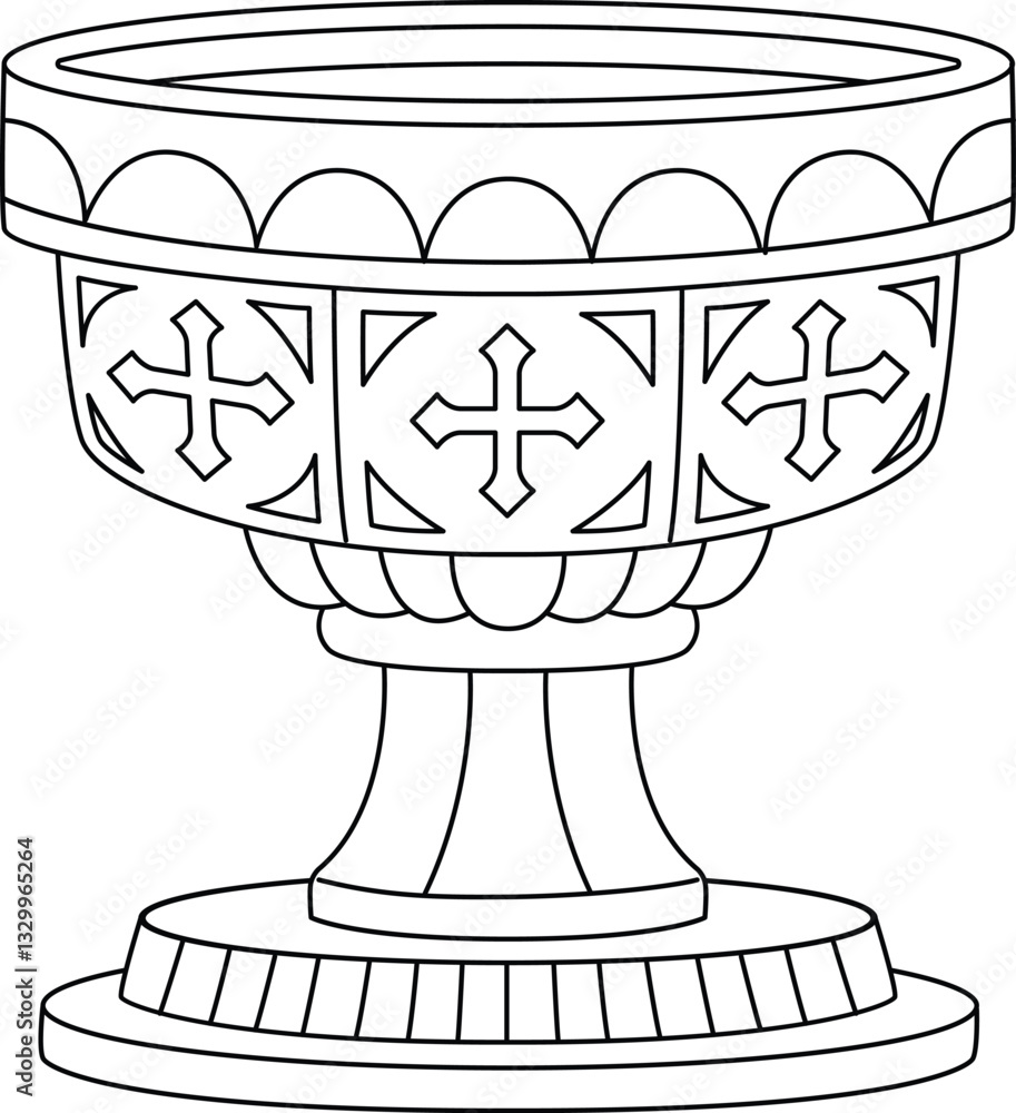 Baptism Baptismal Font Isolated Coloring Page Stock Vector | Adobe Stock