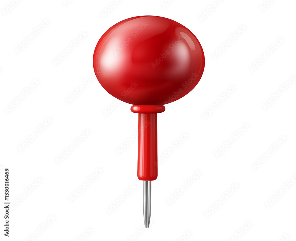 Red push pin isolated on transparent background, png. White PNG ...