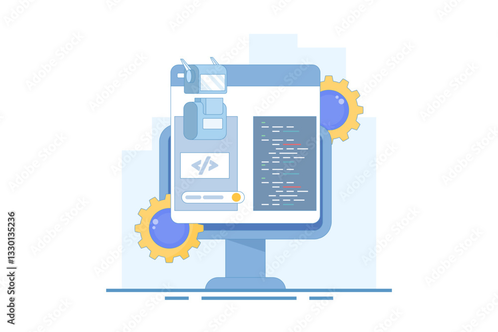 Artificial intelligence coding concept, code development automation, AI ... Artificial intelligence coding concept, code development automation, AI ...