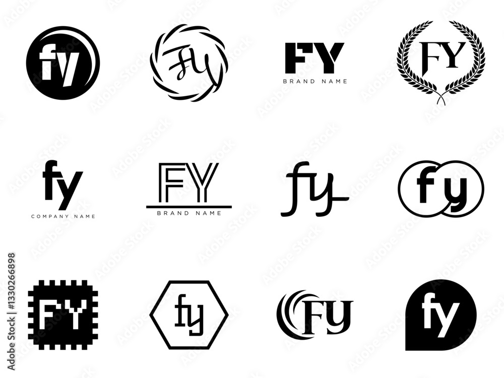 FY logo company template. Letter f and y logotype. Set different ...