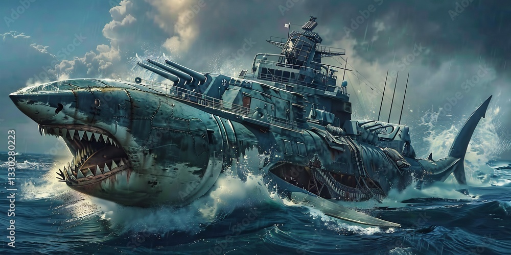 Heavily armored destroyer blended brutal instinct of great white shark ...
