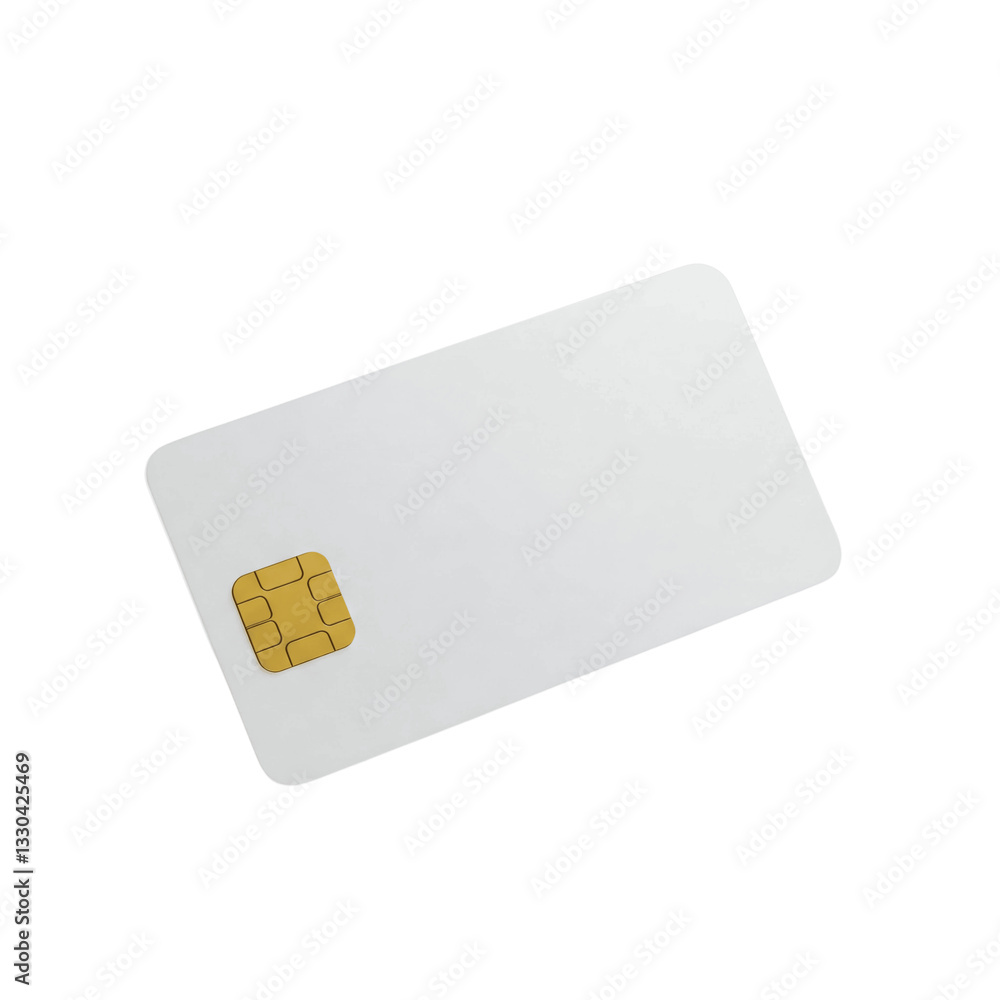 Chip card white background with clipping paths. Blank white credit card ...