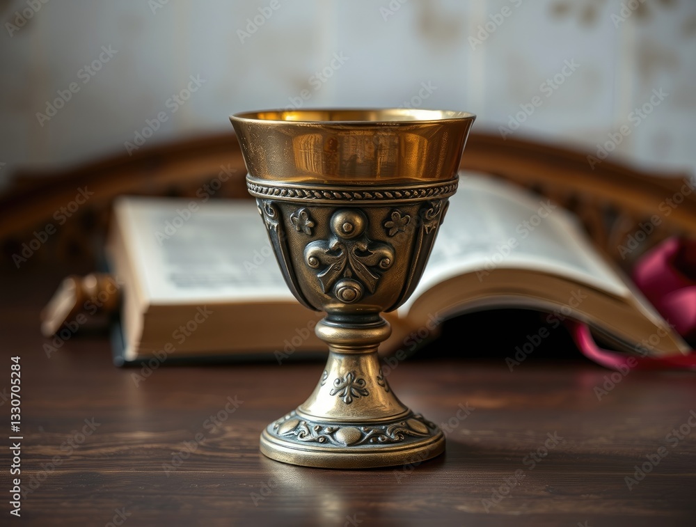 Filled with wine, the holy chalice represents the spiritual essence of ...