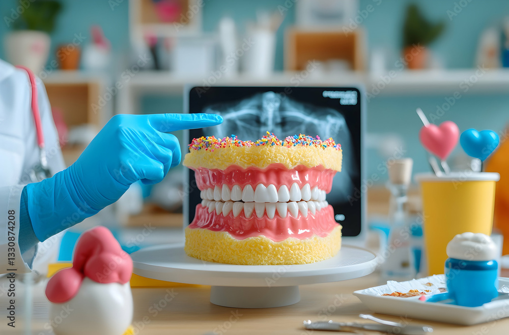 Dental Cake Model Designed to Look Like Real Teeth with Colorful ...