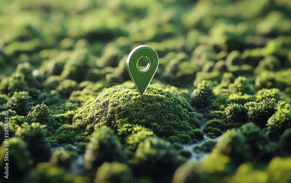 Environment Day concept featuring a green location pin with a forest ...