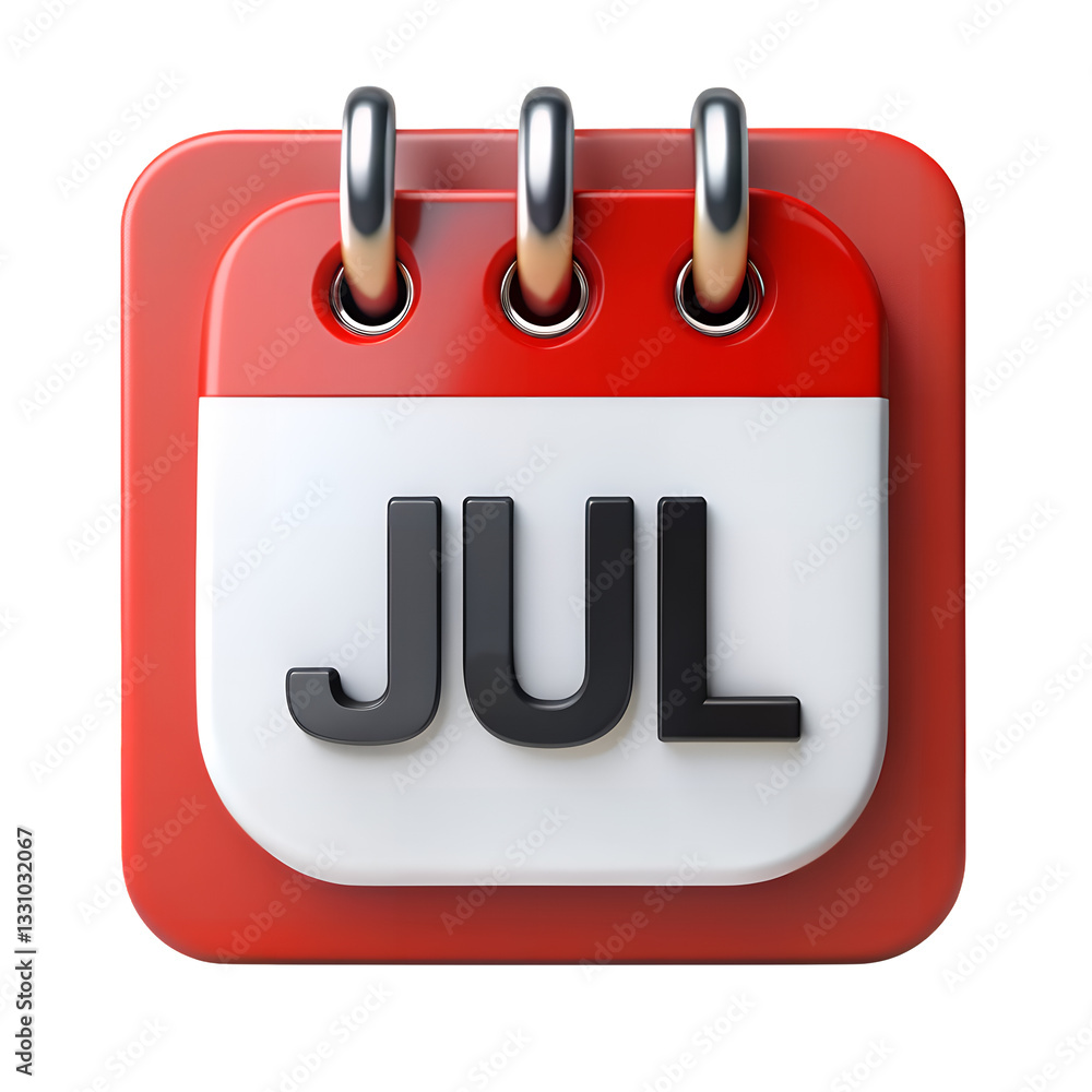 July Calendar Icon: A vibrant, detailed calendar icon displays the ...