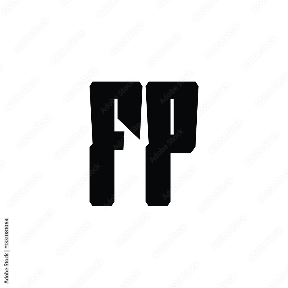 FP monogram logo design letter text name symbol monochrome logotype ...