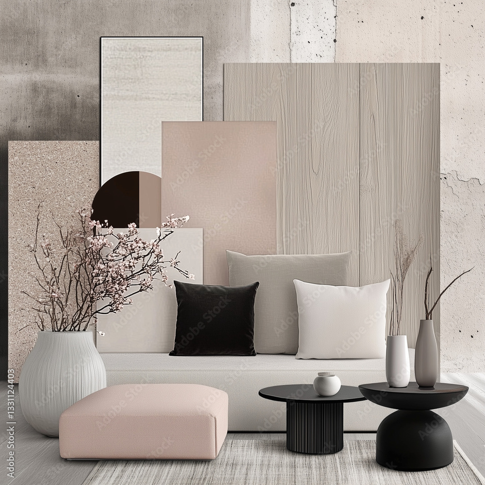 MI CREI UNA MOODBOARD DI INTERIOR DESIGN FEMMINILE PER UNO STUDIO. CON ...