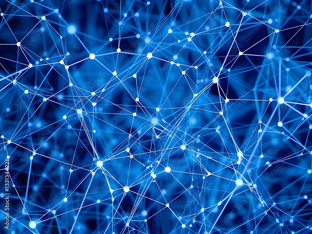 Abstract Blue Neural Network Connection Illustration, Data Flow, Modern ...