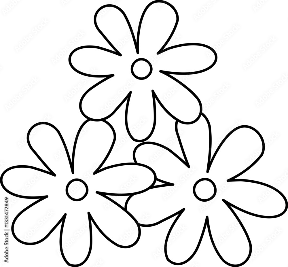 Spring flowers outline Flat stock vector illustration Isolated. Cute ...