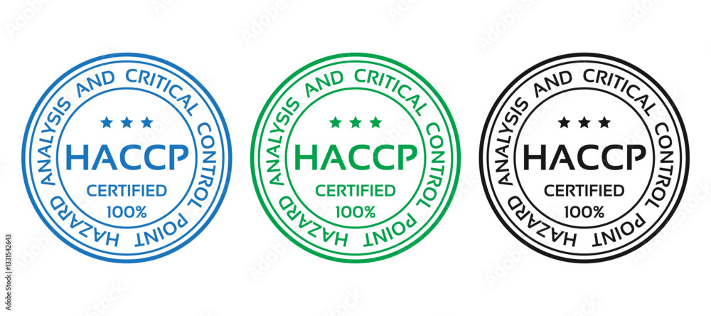 Stock-Vektorgrafik „HACCP certified stamp. Food safety system sticker ...