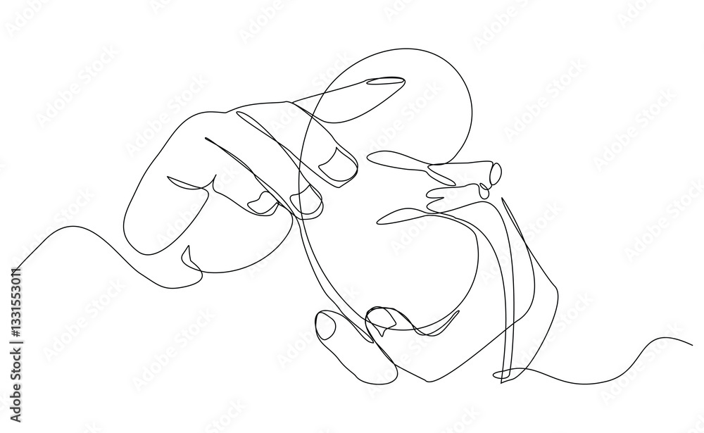 Continuous single line of hand holding kidney human body organ ...