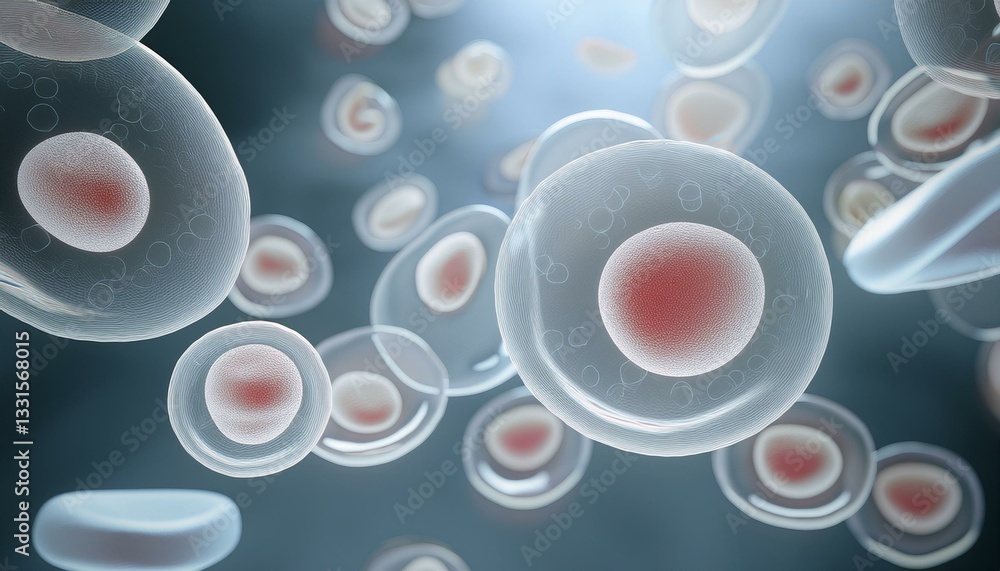 white blood cells with nucleus and granule transparency cell membrane ...