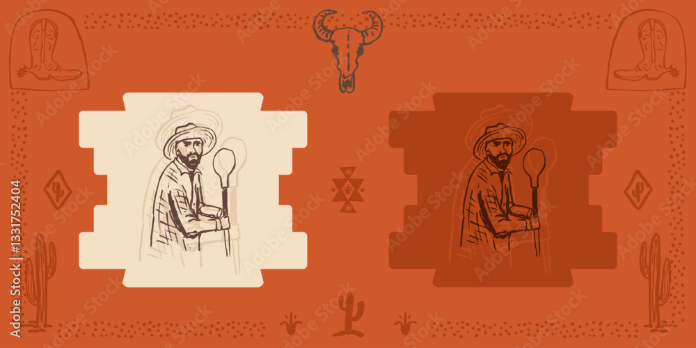 mexican jimador farmer with coa for agave plant vector illustration ...
