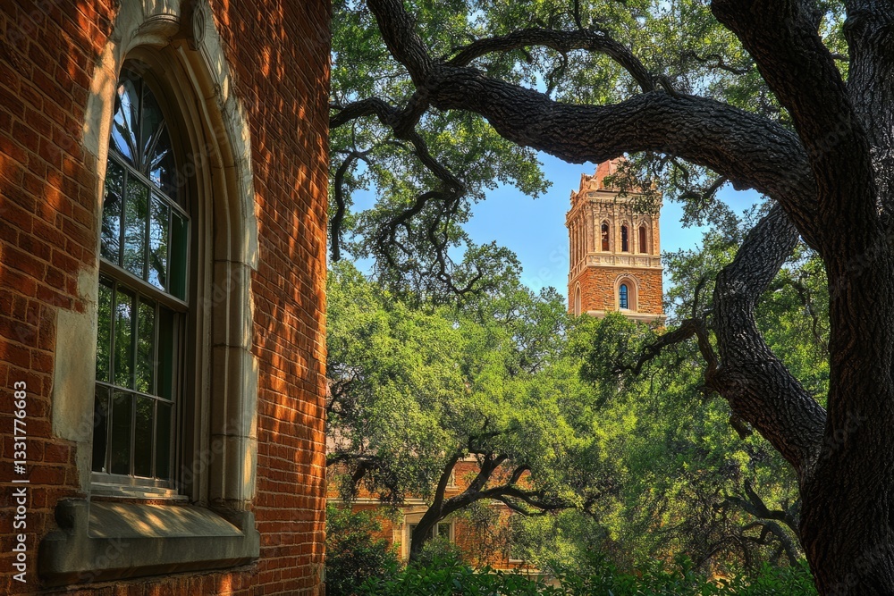 University of Texas. Iconic Main Tower on Austin Campus with Historic ...