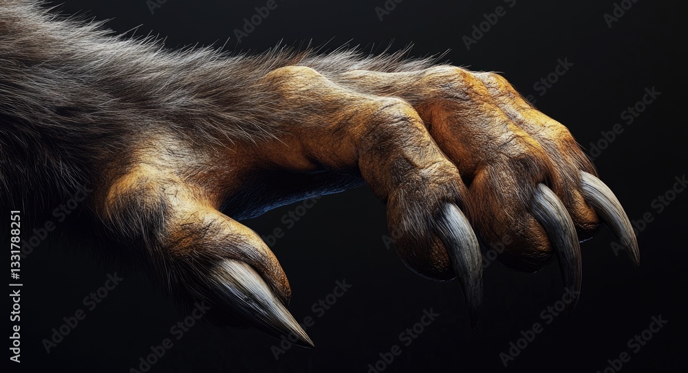 Werewolf Paw. Scary Monster Hand, Furry Clawed Beast for Halloween ...