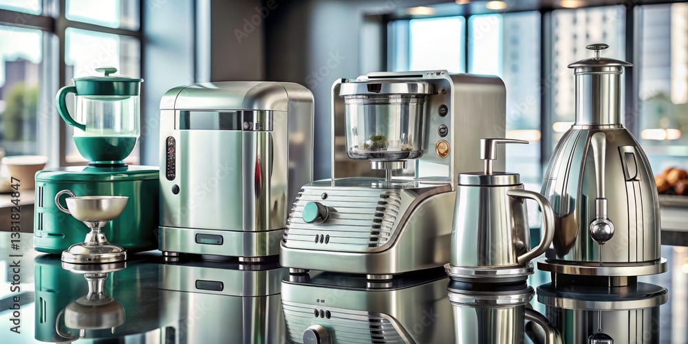 Macro Photography: Kitchen Appliance Lineup Mockup - Close-up Detail ...