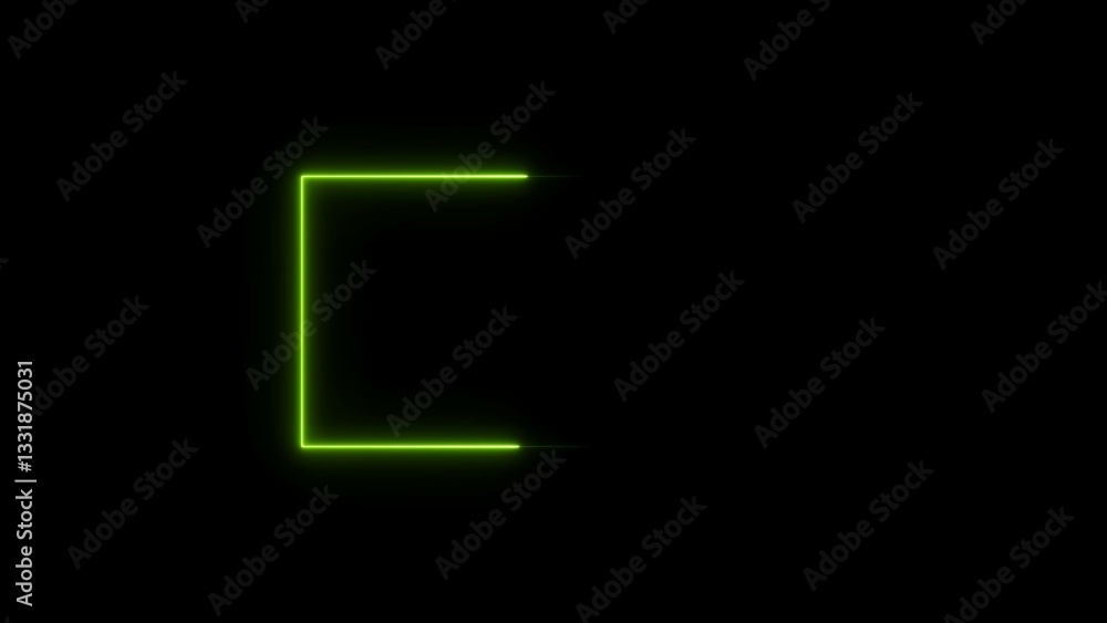 abstract neon glowing rectangle line border frame lime green color 4k ...